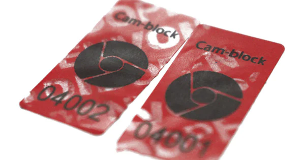 Cam-block Tamper Evident Mobile Phone Cover Stickers - 100 pack