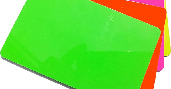 Fluorescent Green PVC Cards - 100 Pack - Credit Card Size